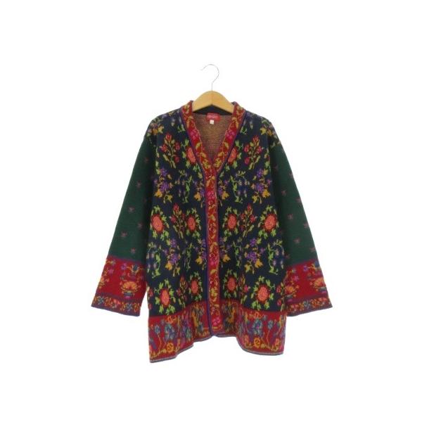ケンゾー KENZO ロングカーディガン 子ども服（女の子用） 130 紺 ネイビー 花柄 Vネック 長袖 5921-6103 /CK4 ■ECE004 キッズ【ブランド】ケンゾー KENZO【表記サイズ】130【実寸サイズ】肩幅：39cm...