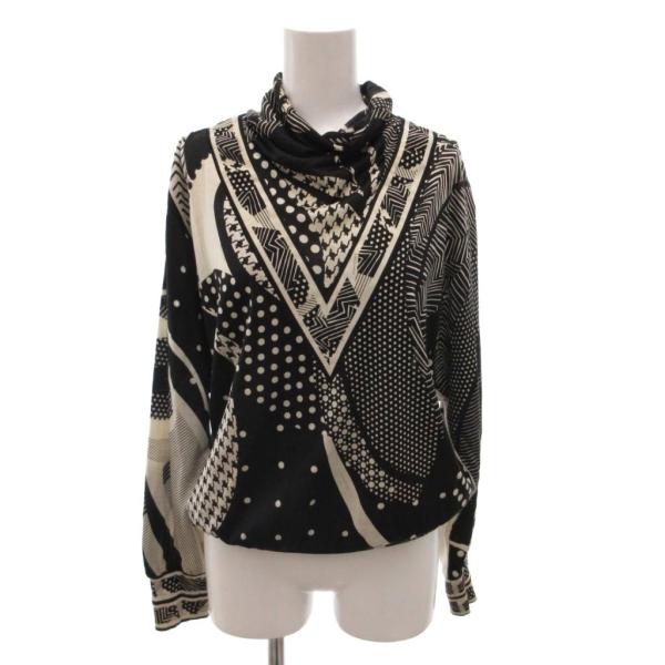 レオナール LEONARD カットソー プルオーバー 総柄 シルク混 ハイネック 長袖 M 黒 ブラック /FF ■GY62 レディース【ブランド】レオナール LEONARD【表記サイズ】M【実寸サイズ】肩幅：47cm　身幅：54cm　着丈...