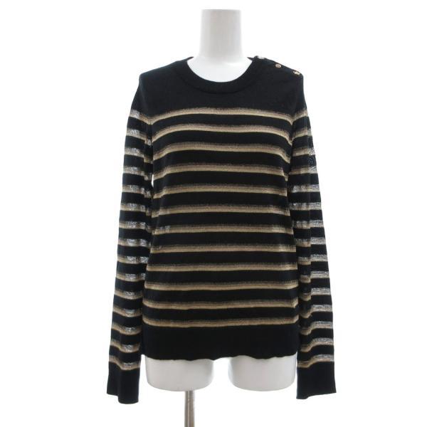 ザディグ エ ヴォルテール ZADIG &amp; VOLTAIRE ニット セーター ウール XS 黒 ブラック ボーダー柄 長袖 肩ボタン /ML ■GY62 レディース【ブランド】ザディグ エ ヴォルテール ZADIG &amp; V...