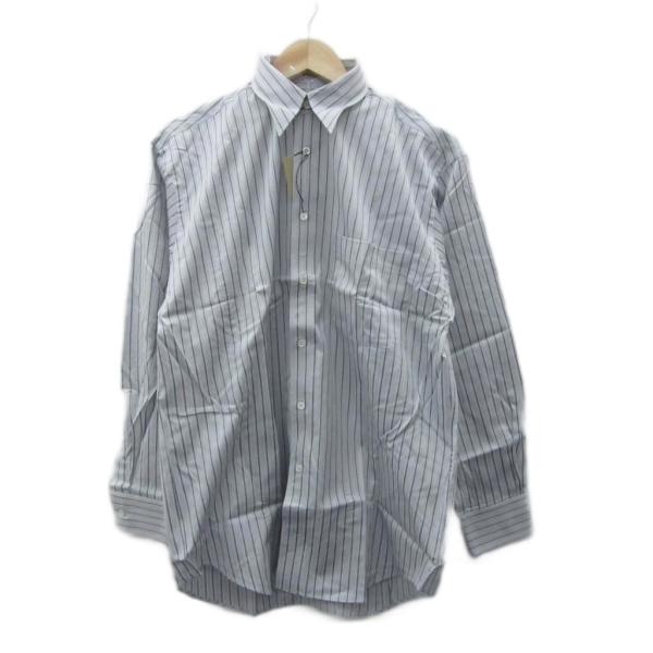 未使用品 クリッツィア KRIZIA カジュアルシャツ 長袖 ストライプ柄 青 ブルー /SM28 ■ECE004 メンズ【ブランド】クリッツィア KRIZIA【表記サイズ】サイズ表記なし【実寸サイズ】肩幅：49cm　身幅：56cm　着丈：...