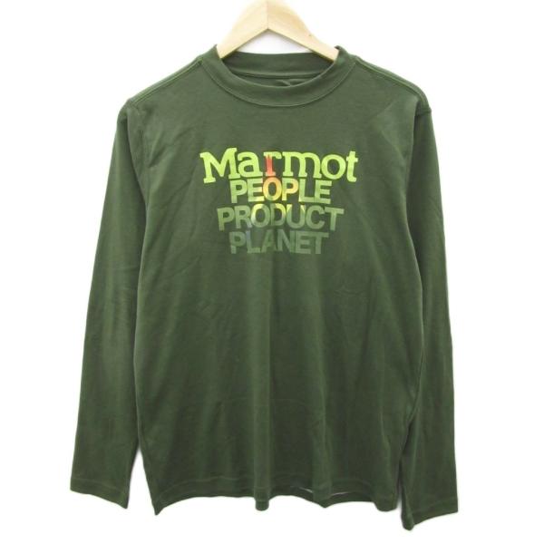 マーモット MARMOT Tシャツ カットソー 長袖 プリント XL カーキ /SM4 ■ECE004 メンズ【ブランド】マーモット MARMOT【表記サイズ】XL【実寸サイズ】肩幅：41cm　身幅：53cm　着丈：69cm　袖丈：66cm...