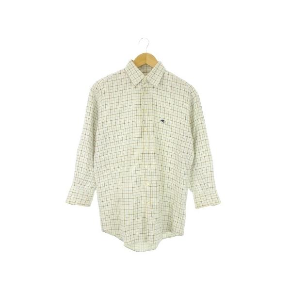 エトロ ETRO シャツ 41 白 アイボリー チェック柄 七分袖 レギュラーカラー /CK25 ■ECE004 メンズ【ブランド】エトロ ETRO【表記サイズ】41【実寸サイズ】肩幅：48cm　身幅：54cm　着丈：77cm　袖丈：48....