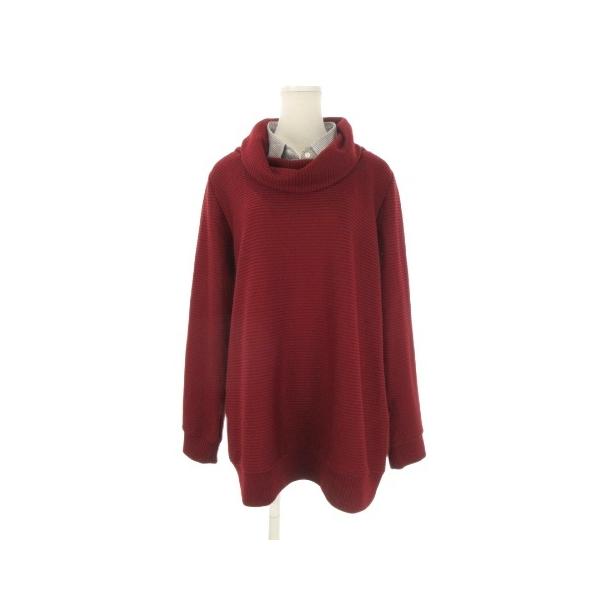 未使用品 グローブ grove ニット セーター L 赤 レッド ワイン カウルネック 畝編み 長袖 /CK28 ■ECC004 レディース【ブランド】グローブ grove【表記サイズ】L【実寸サイズ】肩幅：40cm　身幅：50cm　着丈：...