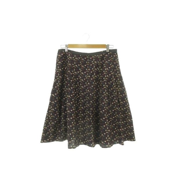 ローラアシュレイ LAURA ASHLEY スカート シルク混 絹 13 グレー 幾何学模様 Aライン /AH34 ■ECC004 レディース【ブランド】ローラアシュレイ LAURA ASHLEY【表記サイズ】13【実寸サイズ】ウエスト：7...