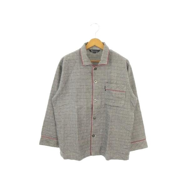 アクアスキュータム AQUASCUTUM パジャマ シャツ M 黒 ブラック 白 ホワイト チェック柄 長袖 パイピングデザイン /MN6 ■ECC004【ブランド】アクアスキュータム AQUASCUTUM【表記サイズ】M【実寸サイズ】肩幅...