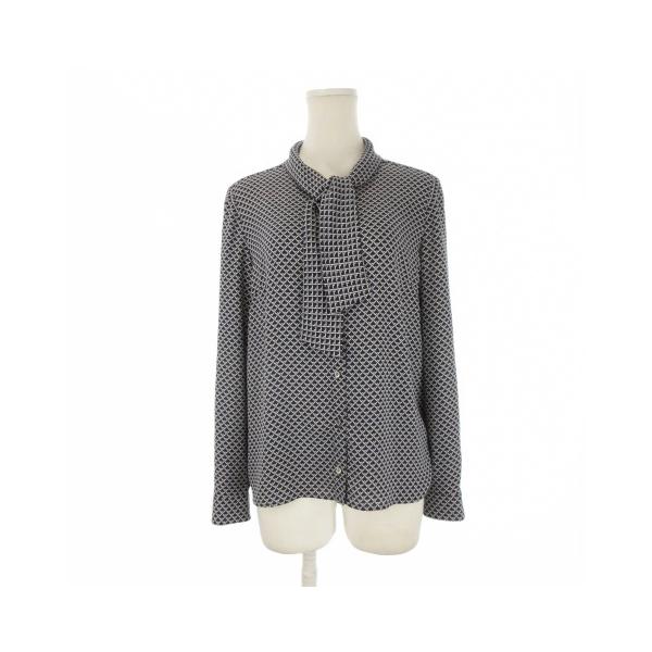 ニューヨーカー NEWYORKER シャツ ブラウス 9R 黒 ブラック 幾何学模様 ボウタイ 長袖 /CK34 ■ECB004 レディース【ブランド】ニューヨーカー NEWYORKER【表記サイズ】9R【実寸サイズ】肩幅：37cm　身幅：...