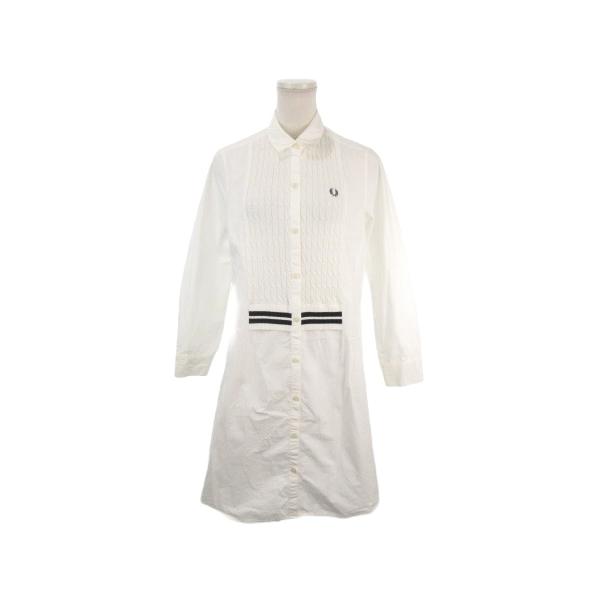 フレッドペリー FRED PERRY シャツワンピース ミニ 長袖 ニット切り替え ライン 8 白 ホワイト /AH11 ■ECB004 レディース【ブランド】フレッドペリー FRED PERRY【表記サイズ】8【実寸サイズ】肩幅：35cm...