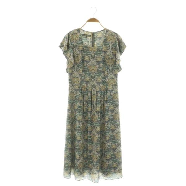 ローラアシュレイ LAURA ASHLEY 花柄ワンピース ロング フレアスリーブ 9 カーキ /MY ■OS ■ECB004 レディース【ブランド】ローラアシュレイ LAURA ASHLEY【表記サイズ】9【実寸サイズ】肩幅：35cm　身...