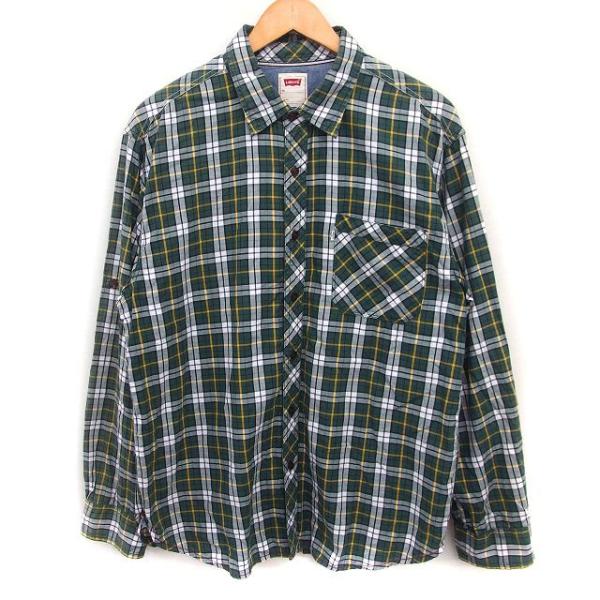 リーバイス Levi's チェック シャツ カジュアル 長袖 コットン 綿 大きいサイズ XL グリーン 緑 /FT ■ECB004 メンズ【ブランド】リーバイス Levi's【表記サイズ】XL【実寸サイズ】肩幅：50cm　身幅：60cm　...