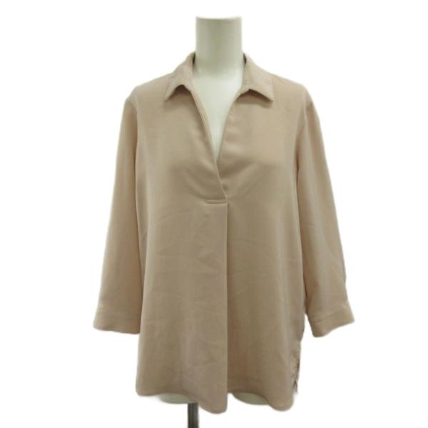 ナチュラルビューティーベーシック NATURAL BEAUTY BASIC シャツ ブラウス M ベージュ Vネック 七分袖 プリーツ /PP レディース【ブランド】ナチュラルビューティーベーシック NATURAL BEAUTY BASIC...