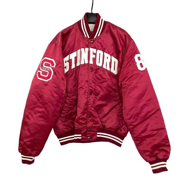 スターター STARTER 90s USA製 STANFORD スタンフォード大学 カレッジ サテン スタジャン アワードジャケット L 深赤 ボルドー  /MZ ■ECD004 メンズ【表記サイズ】L【実寸サイズ】肩幅：51cm　身幅：6...