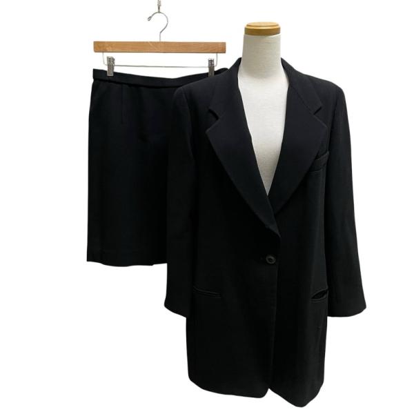 ダナキャラン DONNA KARAN ウール セットアップ スカートスーツ シングル テーラードジャケット タイトスカート 17  黒 ブラック /MZ ■ECD004 レディース【ブランド】ダナキャラン DONNA KARAN【表記サイズ...