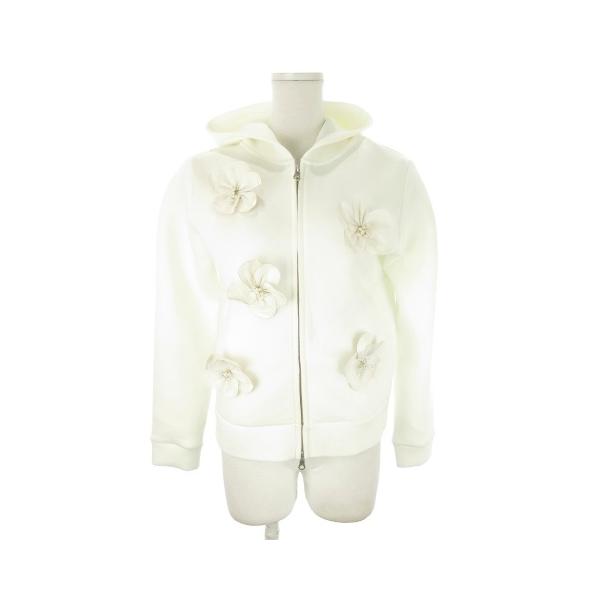 チェスティ Chesty ボンディングパーカー ジップアップ 1 白 ホワイト フード付き 花モチーフ 長袖 22A602 /MN20 ■ECD004 レディース【ブランド】チェスティ Chesty【表記サイズ】1【実寸サイズ】肩幅：38c...