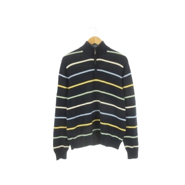 ブルックスブラザーズ BROOKS BROTHERS PIMA COTTON ニット セーター M 紺 ネイビー ストライプ柄 ハーフジップ 長袖 22501-71 /CK7【ブランド】ブルックスブラザーズ BROOKS BROTHERS【...