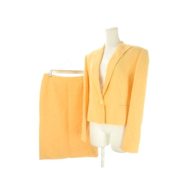 ハナエモリ HANAE MORI International セットアップ スーツ スカート 40 オレンジ 長袖 ショールカラー シングルブレスト 25-24607-20【ブランド】ハナエモリ HANAE MORI【表記サイズ】40【実寸...