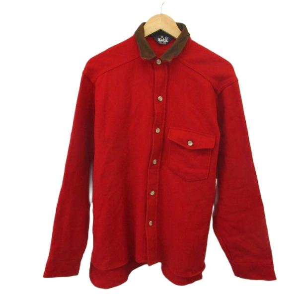 ウールリッチ WOOLRICH シャツ ウール L 赤 レッド 長袖 切り替え襟 フラップポケット /KK ■ECD004 メンズ【ブランド】ウールリッチ WOOLRICH【表記サイズ】L【実寸サイズ】肩幅：46cm　身幅：58cm　着丈：...