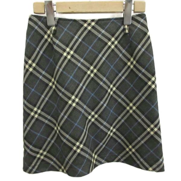 バーバリーブルーレーベル BURBERRY BLUE LABEL スカート ウール S グレー 青 ブルー チェック柄 膝丈 /NP ■ECD004 レディース【ブランド】バーバリーブルーレーベル BURBERRY BLUE LABEL【表...