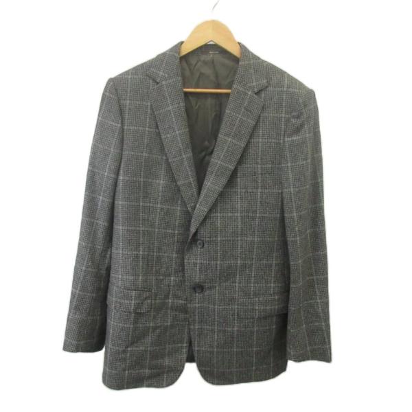 ダンヒル dunhill スーツ ジャケット L グレー チェック柄 ノッチドラペル 長袖 /RN ■ECD004 メンズ【ブランド】ダンヒル dunhill【表記サイズ】L【実寸サイズ】肩幅：42cm　身幅：51cm　着丈：80cm　袖丈...
