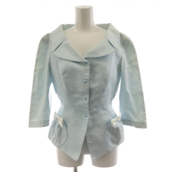 ティエリーミュグレー　THIERRY MUGLER ジャケット リボン 7 水色 ライトブルー 133D167 /AN58 ■ECD004 レディース【ブランド】ティエリーミュグレー　THIERRY MUGLER【表記サイズ】7【実寸サイズ...