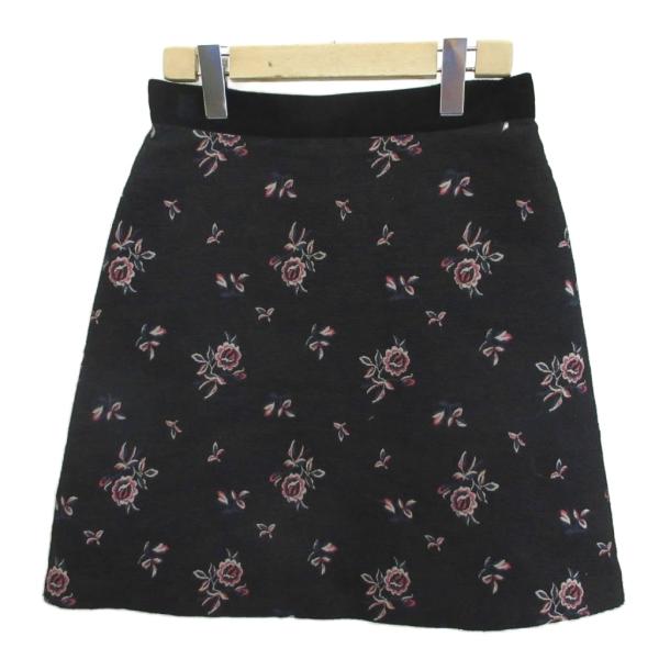 ジルスチュアート JILL STUART スカート 2 黒 ブラック 花柄 Aライン ウエスト切り替え 膝丈 /MD ■ECA005 レディース【ブランド】ジルスチュアート JILL STUART【表記サイズ】2【実寸サイズ】ウエスト：60...