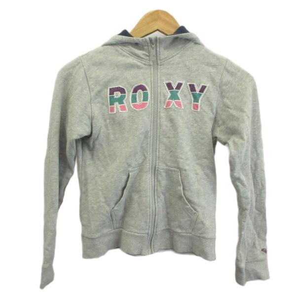 ロキシー ROXY 子ども服 パーカー 150 グレー フード付き ジップアップ 長袖 ロゴプリント /MD ■ECA005 キッズ【ブランド】ロキシー ROXY【表記サイズ】150【実寸サイズ】肩幅：33cm　身幅：39cm　着丈：48c...