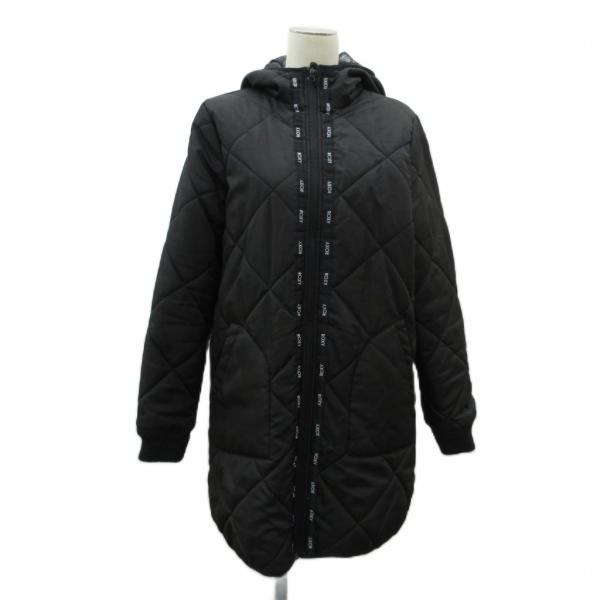 ロキシー ROXY キルティングコート ロング丈 L 黒 ブラック フード付き ロゴプリント /MA18 ■ECA005 レディース【ブランド】ロキシー ROXY【表記サイズ】L【実寸サイズ】肩幅：38cm　身幅：52cm　着丈：83cm　...