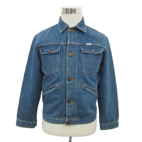 ラングラー WRANGLER デニムジャケット Gジャン ジージャン M 青 ブルー ユーズド加工 ミドル丈 /YS12 ■ECA005 レディース【ブランド】ラングラー WRANGLER【表記サイズ】M【実寸サイズ】肩幅：42cm　身幅：...