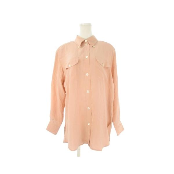 アイグナー AIGNER シャツ ブラウス 絹 シルク 38 ピンク ボタンダウンカラー 長袖 フラップポケット /CK10 ■ECA005 レディース【ブランド】アイグナー AIGNER【表記サイズ】38【実寸サイズ】身幅：55cm　着丈...