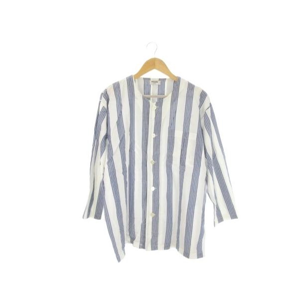 レノマ renoma pyjamas 部屋着 ルームウェア パジャマ M 青 ブルー 白 ホワイト ストライプ柄 ノーカラー 長袖 /CK13 ■ECA005 メンズ【ブランド】レノマ renoma【表記サイズ】M【実寸サイズ】肩幅：52c...