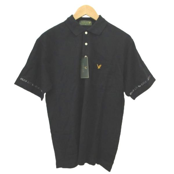 未使用品 ライルアンドスコット LYLE &amp; SCOTT ポロシャツ M 黒 ブラック 半袖 ロゴ刺繍 袖プリント /NP ■ECA005 メンズ【表記サイズ】M【実寸サイズ】肩幅：48cm　身幅：52cm　着丈：24cm　袖丈：7...