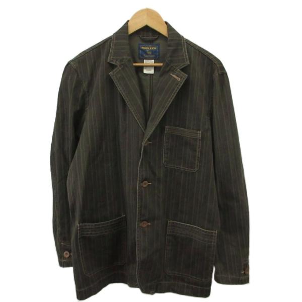 ウールリッチ WOOLRICH テーラードジャケット 上着 XL グレー ストライプ柄 長袖 襟付き /PP ■ECA005 メンズ【ブランド】ウールリッチ WOOLRICH【表記サイズ】XL【実寸サイズ】肩幅：約48cm　身幅：約59cm...