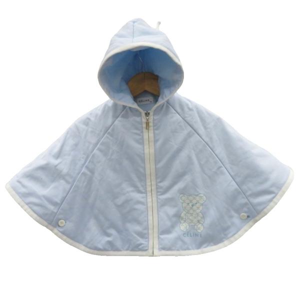 セリーヌ CELINE ジャケット ポンチョ 90 ライトブルー フード付き ジップアップ クマ柄 ミドル丈 /YS20 ■ECD005 女の子 キッズ【ブランド】セリーヌ CELINE【表記サイズ】90【実寸サイズ】着丈36cm　裾幅83...