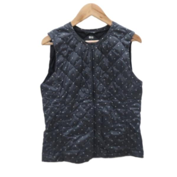 ユニクロ UNIQLO 中綿ベスト ミドル丈 10 紺 ネイビー キルティング ドット柄 /MA12 ■ECA006 女の子 キッズ【ブランド】ユニクロ UNIQLO【表記サイズ】10【実寸サイズ】身幅：42cm　着丈：51cm　　【素材】...