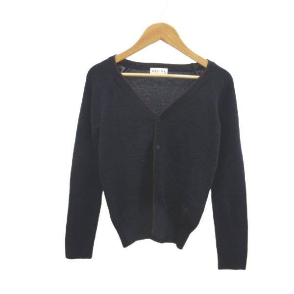 セリーヌ CELINE カーディガン ニット ウール 130 紺 ネイビー 茶 ブラウン Vネック 長袖 /NP ■GY53 キッズ【ブランド】セリーヌ CELINE【表記サイズ】130【実寸サイズ】身幅：36cm　着丈：47cm　ゆき丈：...