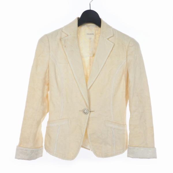 ピエスモンテ PIECE MONTEE 袖レース 切替 ジャケット 刺繍 38 オフホワイト 白 レディース【ブランド】ピエスモンテ PIECE MONTEE【表記サイズ】38【実寸サイズ】肩幅：39cm　身幅：43cm　袖丈：51cm　着...