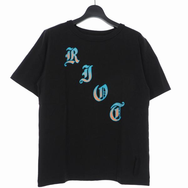 ライオットファセッタズム RIOT FACETASM 21AW OLD ENGLISH LOGO TEE オールドイングリッシュ ロゴ プリント Tシャツ カットソー L 黒【表記サイズ】L【実寸サイズ】肩幅：45.5cm　身幅：51cm　...