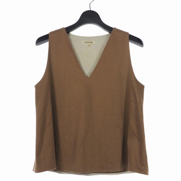 アッシュ HACHE ノースリーブ シャツ 42 ベージュ K230740 12 レディース【表記サイズ】42【実寸サイズ】身幅：49cm　着丈：55cm　　【素材】綿70％ ポリアミド28％ エラステン2％　裏地綿100％【色】ベージュ　...