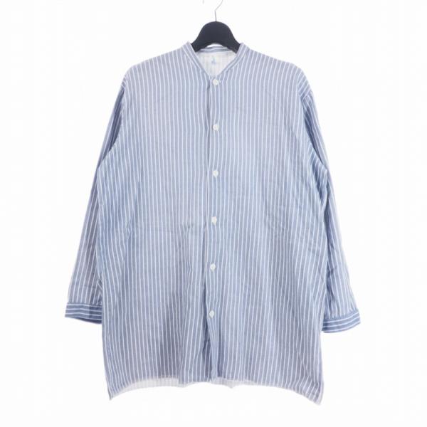 VEB BERUFSBEKLEIDUNG シャツ 長袖 ストライプ ブルー 青  メンズ【表記サイズ】タグ欠損の為不明【実寸サイズ】肩幅：52cm　身幅：62cm　着丈：80cm　袖丈：54cm　　【素材】タグ欠損の為不明【色】ブルー　※照...