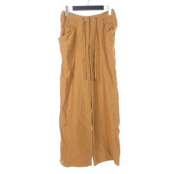 ルフル Le Full スラックス イージーパンツ 40 キャメル 国内正規 レディース【表記サイズ】40【実寸サイズ】ウエスト：68cm　もも幅：28cm　裾幅：27cm　股上：22cm　股下：74cm　　【素材】バンブー80％ ポリアミ...