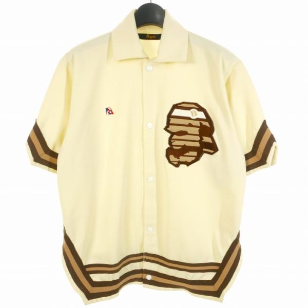 アベイシングエイプ A BATHING APE ゲームシャツ 半袖 M べージュ メンズ【ブランド】アベイシングエイプ A BATHING APE【表記サイズ】M【実寸サイズ】肩幅：49cm　身幅：60cm　着丈：68cm　袖丈：27cm　...