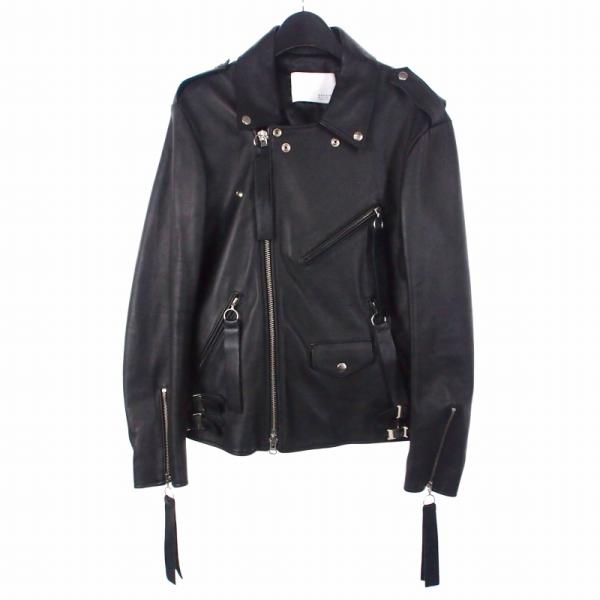 アンタイトルミックスドメディア untitled mixed media レザー ダブルライダース ジャケット 上着 ブラック 黒 メンズ【表記サイズ】表記なし【実寸サイズ】肩幅：48cm　身幅：51cm　袖丈：60cm　着丈：62cm　　...