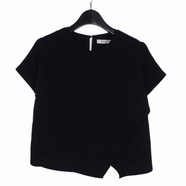 モニーレ MONILE 半袖 シャツ カットソー ブラウス ブラック 黒 001111 レディース【表記サイズ】表記なし【実寸サイズ】肩幅：38cm　身幅：48cm　着丈：47cm　袖丈：15cm　　【素材】ポリエステル100％【色】ブラッ...
