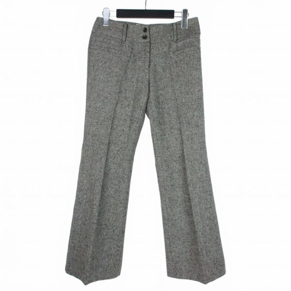 ドゥッシュ DESSUS ウールスラックス パンツ 36 グレー レディース【表記サイズ】36【実寸サイズ】ウエスト：70cm　もも幅：22cm　裾幅：25cm　股上：22cm　股下：70cm　　【素材】表地 毛66％　     ポリエステ...