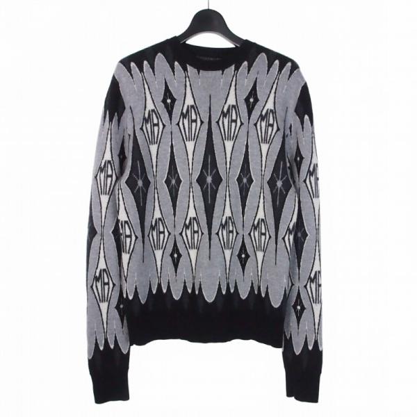アミリ AMIRI 23AW アーガイルジャガードニット セーター XL ブラック グレー SRAW23MKL022SMRMW00 メンズ【ブランド】アミリ AMIRI【表記サイズ】XL【実寸サイズ】肩幅：44cm　身幅：50cm　着丈：6...