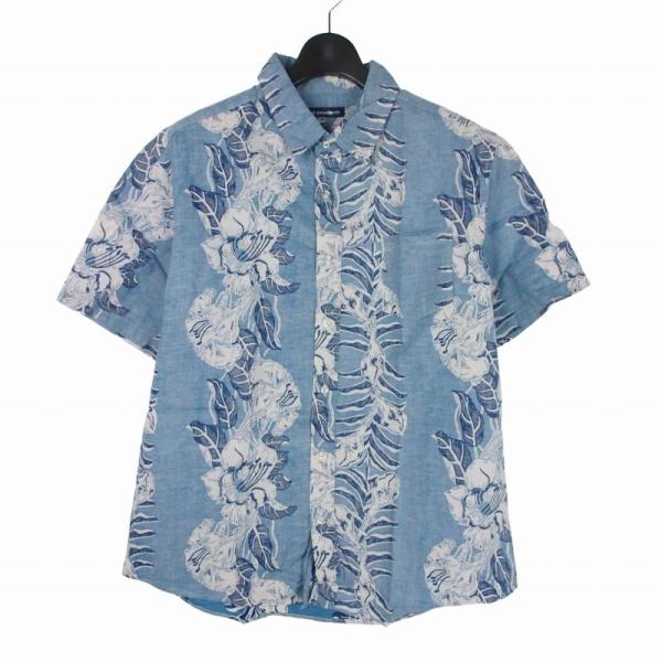 アラスコモデレート alasko moderate 花柄 アロハシャツ 半袖 3L ブルー 青 38622 メンズ【表記サイズ】3L【実寸サイズ】肩幅：46cm　身幅：55cm　着丈：74cm　袖丈：23cm　　【素材】綿100％【色】ブル...