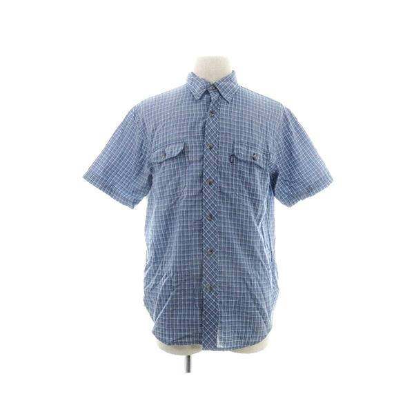 カンサイジーンズ フラップポケット シャツ ステンカラー 半袖 コットン 薄手 チェック L 青 白 ブルー ホワイト トップス /PI メンズ【ブランド】カンサイジーンズ KANSAI JEANS【表記サイズ】L【実寸サイズ】肩幅：48c...