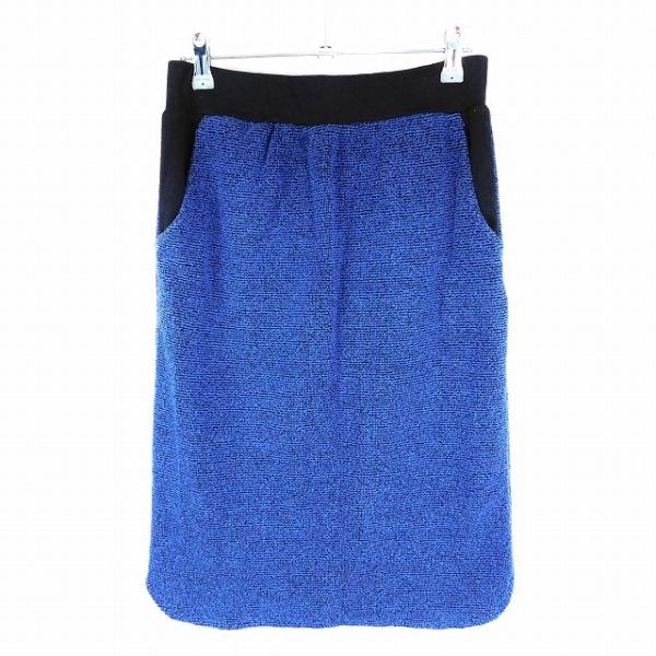 ルネモアレ lune moire スカート タイト ひざ丈 ウエストゴム 無地 M 青 ブルー ボトムス /T2 レディース【表記サイズ】M【実寸サイズ】ウエスト：65~cm　ヒップ：84cm　スカート丈：61cm　衣類は全て平台に平置きし...