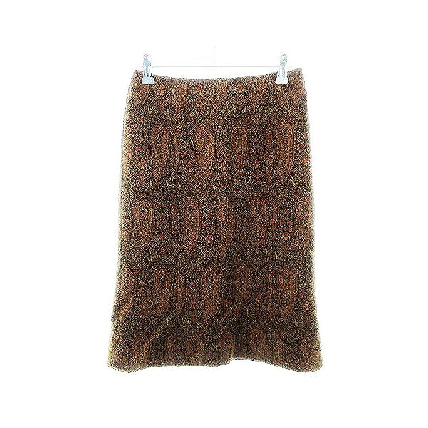 エミスフェール HEMISPHERES スカート タイト ミモレ丈 バックファスナー 薄手 ウール 総柄 36 茶 ブラウン ボトムス /T2 レディース【ブランド】エミスフェール HEMISPHERES【表記サイズ】36（日本サイズS相当...