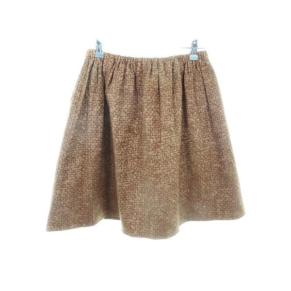 フィロ ユニ PHILO uni スカート フレア ひざ丈 ウエストゴム 薄手 コットン 総柄 36 ベージュ 茶 ブラウン ボトムス /T2 レディース【表記サイズ】36（日本サイズS相当）【実寸サイズ】ウエスト：60~cm　ヒップ：-c...