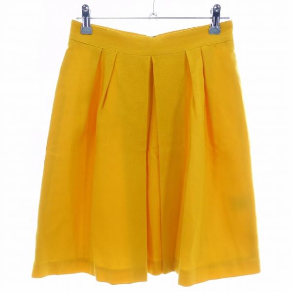 ネットディマミーナ NETTO di MAMMINA フレアスカート ミニ タック バックファスナー ウール 無地 S 黄 イエロー ボトムス /T2 レディース【表記サイズ】S【実寸サイズ】ウエスト：64cm　ヒップ：-cm　スカート丈：...